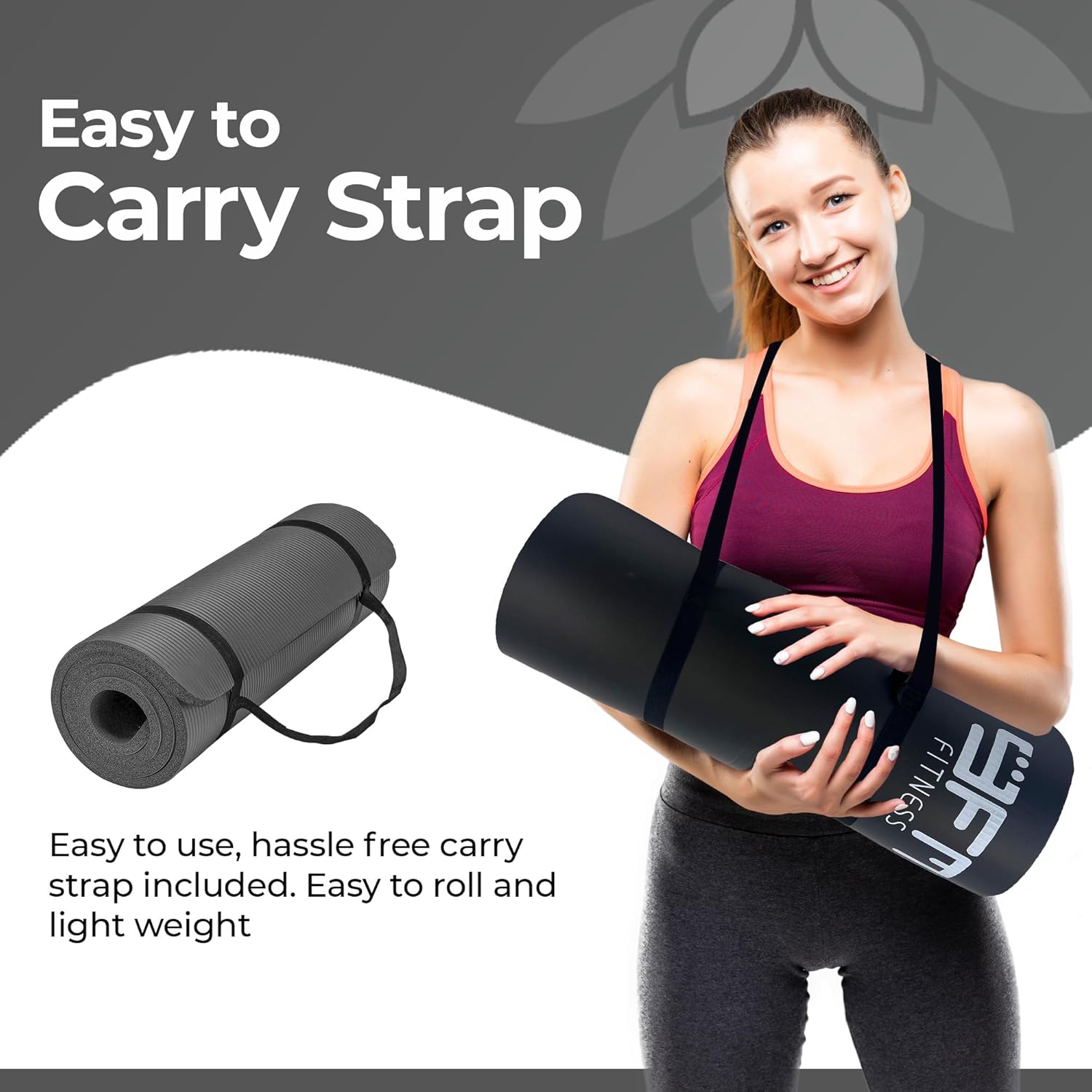 Non-Slip Yoga Mat with Carry Strap – Premium Fitness & Pilates Exercis ...