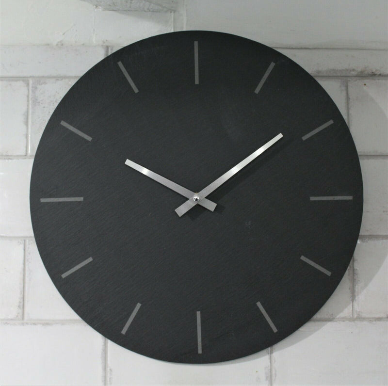 Black Slate & Silver Simplistic Wall Clock – The Home Hut